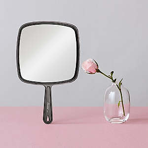 Diane Professional Quality Hand Mirror, Single Sided Hand Held Mirror with Handle for Salon, Barber, Grooming, Shaving, and Travel, Large, 9" x 12.75", Black