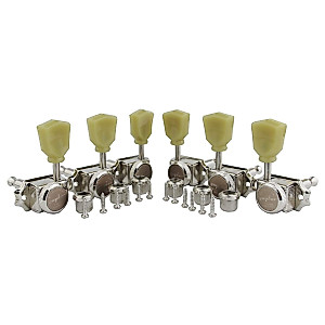 Guyker 3x3 Vintage Style Locking Guitar Machine Heads – 1:15 Ratio Lock String Deluxe Tuning Key Pegs Tuners Set Replacement for Electric, Acoustic or Folk Guitars - nickel