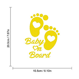2PCS Baby on Board Stickers for Cars, Nouiroy Reflective Baby in Car Stickers and Decals Cute Feet Car Window Clings Safety Warning Sign Waterproof Auto Vinyl Sticker, Pink