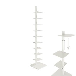 MXBCTMM Spine Bookshelf 9-Tier Metal Vertical Bookshelf DIY Spine Book Tower, 68.5 in high, 4 adjustable angles, suitable for small spaces, living rooms, offices, bedrooms