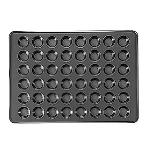 HONGBAKE 48 Cup Mini Muffin Pan, Small Cupcake Pan, Premium Nonstick Muffin Tin for Baking Cheesecake, Dishwasher Safe and Heavy Duty, Carbon Steel