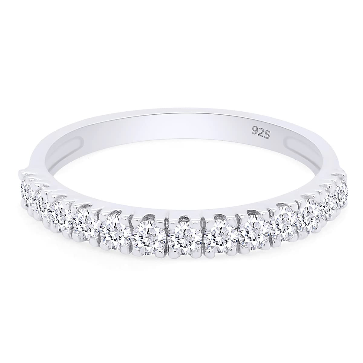 SAVEARTH DIAMONDS 0.4CTTW G-H 2.26MM Width Moissanite Lab Created Diamond Lab Created Diamond Half Eternity Wedding Band Ring In Sterling Silver for Women Ring Size-8