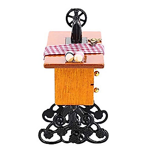 Dollhouse Sewing Machine, Fun Educational Toy Dollhouse Furniture Role Play Vintage Sewing Tools for Preschool Baby Girl Toys