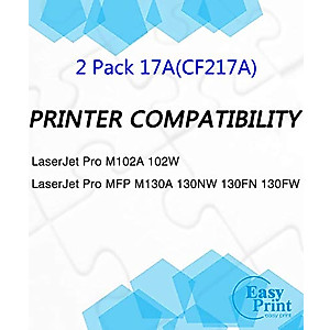 Compatible 2-Pack 17A CF217A Toner Cartridge for HP M102w M102a MFP M130a M130nw M130fn M130fw Printer (Black), by EasyPrint