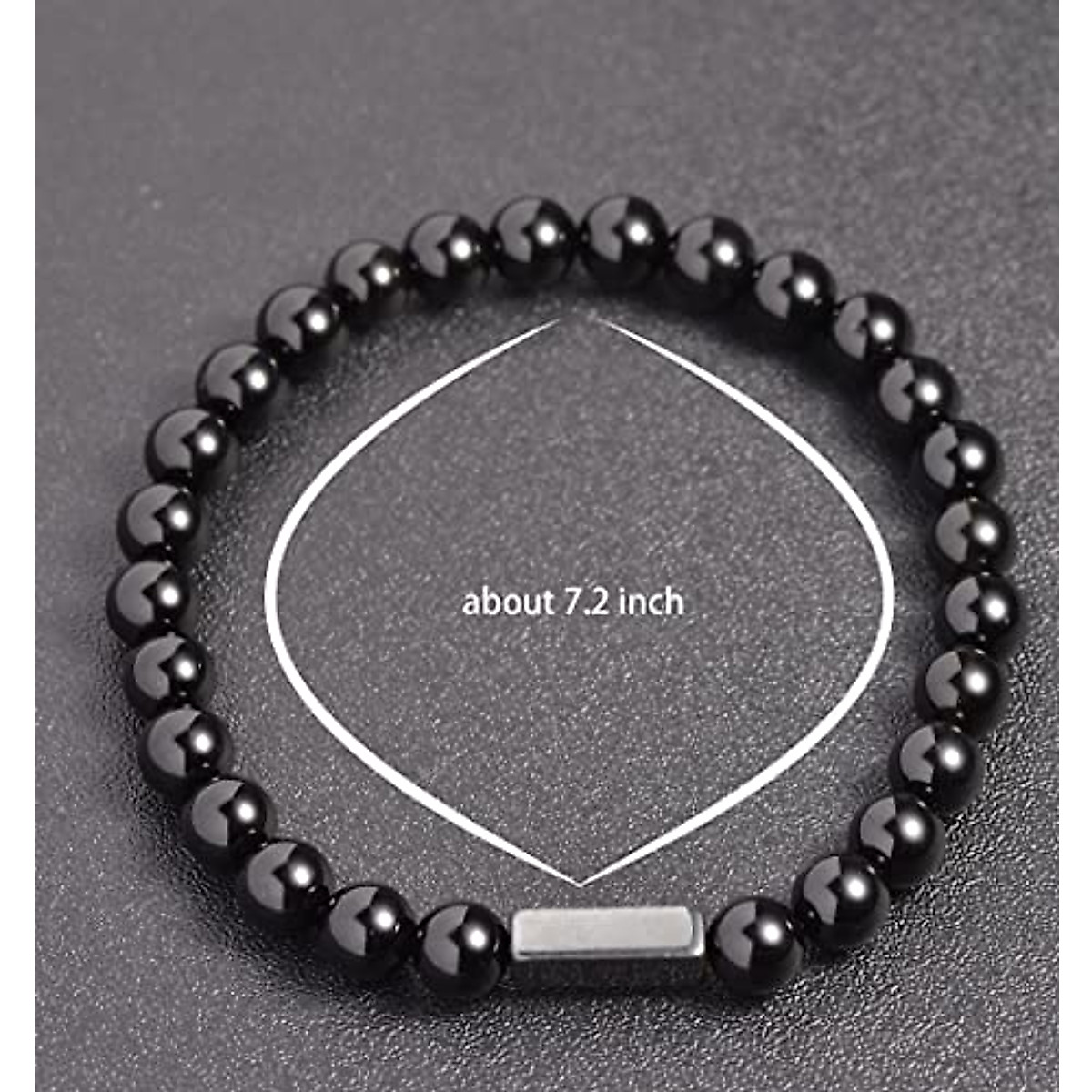 YJJelt Black Onyx Bead Bracelet 6mm Black Beaded Stone Bracelet for Men Women