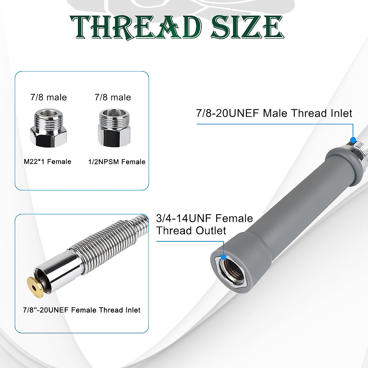 Replacement B-0044-H Commercial Sink Sprayer Hose for T&S Brass, 44 inch Stainless Steel Flexible Pre-Rinse Hose with Heat Resistant Gray Handle Commercial Kitchen Sink Faucet Dish Spray Part