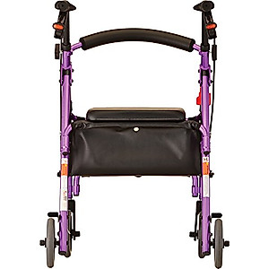 NOVA GetGo Petite Rollator Walker (Petite & Narrow Size), Rolling Walker for Height 4'10" - 5"4", Seat Height is 18.5 Inch, Ultra Lightweight - Only 13 lbs with More Narrow Frame, Color Purple