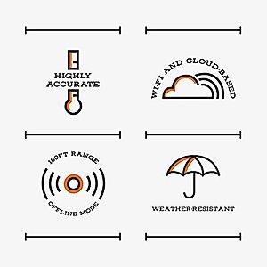 Tappecue - True Wi-Fi Thermometer, Made in USA | 4 x Dual Sensor Probes(2 in 1, Measure Meat and Ambient in 1 Probe) 8 Readings for Grill BBQ Smokers, Internet Enabled & Alarm. Android & iOS Apps