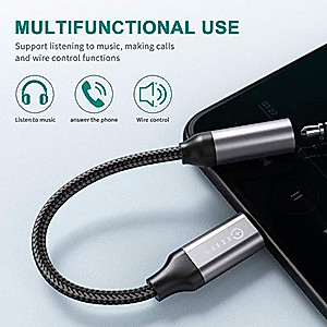 (SGS Certified Hi-Fi DAC) USB-C to 3.5mm Headphone Adapter - Al Alloy Head for Samsung Galaxy S23/S22/S21 Ultra, Note10, Google Pixel 7/6/5/4/3/2, MacBook, iPad Pro & More - Type C to Aux Dongle