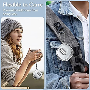 QIUDAOY [Clear Case with Lock] Samsung Galaxy Buds 2 Case/Galaxy Buds Pro 2 Case/Galaxy Buds Live Case/Galaxy Buds Pro Case with Lanyard/Keychain Accessories, Hard Clear Case Protector Shell Cover