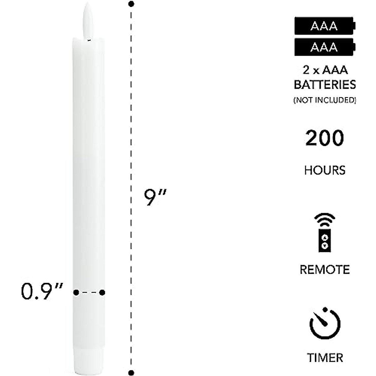 Arora Remote Control Flameless Taper Candles, S/6 3D Flickering Battery Operated LED Window Candles Encased with Real Wax to Light Up Your Home