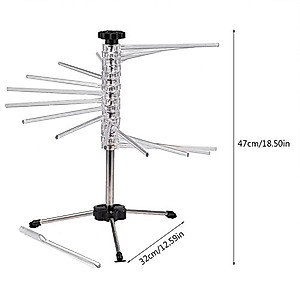 Foldable Pasta Drying Rack, Stainless Steel Folding Detachable Spaghetti Dryer Stand Holder Noodle Hanging Accessory Kitchen Gadget
