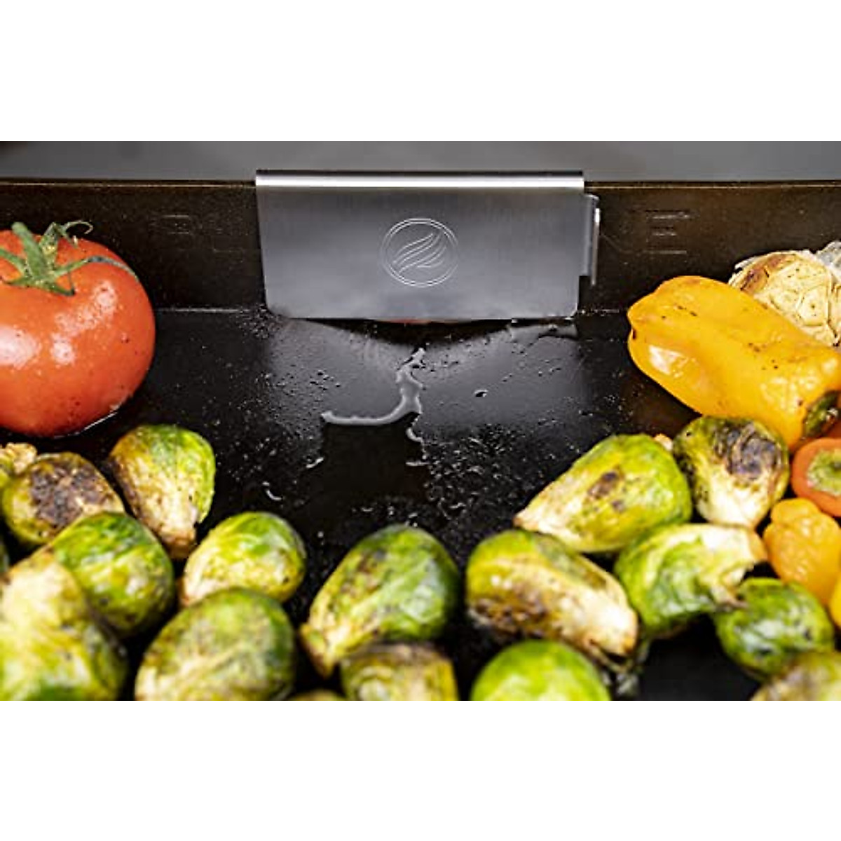 Blackstone 5188 Rear Gate, 3 Magentic Hooks and Tool Combo, Flat Top Griddle Accessories, Stainless Steel Barbeque Cooking Utensil Holder and Grease Guard, 1, Silver