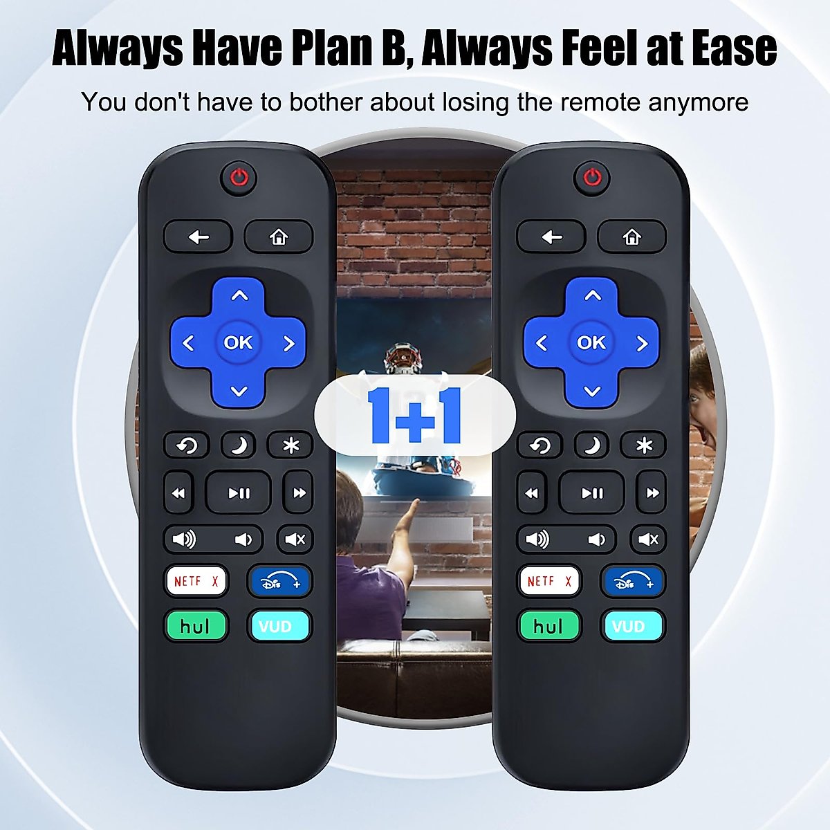 2 Pack Universal Replacement TV Remote Control ONLY for Roku TV, for TCL/Hisense/Sharp/Philips/Onn/Element/Insignia Roku TV. (NOT for Roku Stick or Box)