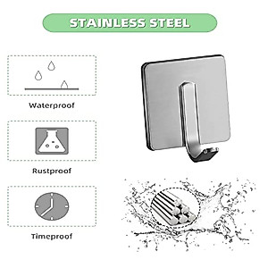 Adhesive Hooks - 5 Pack Heavy Duty Wall Hooks Waterproof Stainless Steel Hooks for Hat Towel Robe Hooks Rack Wall Mount - Bathroom Kitchen Home Hotel Office Cabinet and Bedroom CHROM03