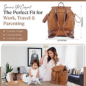 Citi Collective Journey Diaper Bag - Vintage Tan - Convertible Backpack to Shoulder or Crossbody - Waterproof Vegan Leather