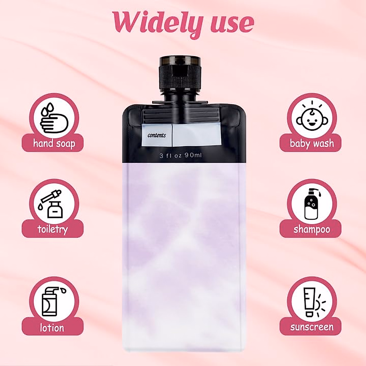 XEFINAL 18 PCS Refillable Travel Pouches Proof Refillable Squeeze Pouches Portable Travel Fluid Makeup Packing Bag for Shampoo Conditioner Lotion Soap Hand Soap