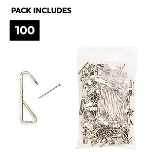 Infinity 30 lb Picture Hangers, Supports up to 30 Pounds, Set of 100 (100 Hangers & 100 Nails)