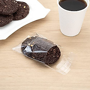 Bag Tek 4.7 x 4 Inch Treat Bags, 100 Microwave-Safe Cookie Bags - Lip And Tape Design, Heat-Resistant, Clear Plastic Resealable Bakery Bags, Grease-Resistant, For Candy, Nuts, And Party Favors