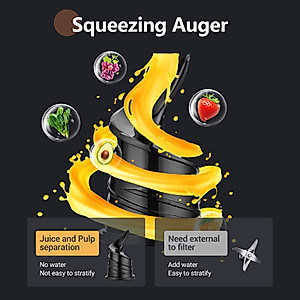 SOVIDER Cold Press Juice Machines 5.3" Extra Large Feeding Chute for Whole Fruits & Vegetables -Slow Masticating Juicer High Juice Yield, Easy Clean Self Feeding Effortless for Batch Juicing (Black)