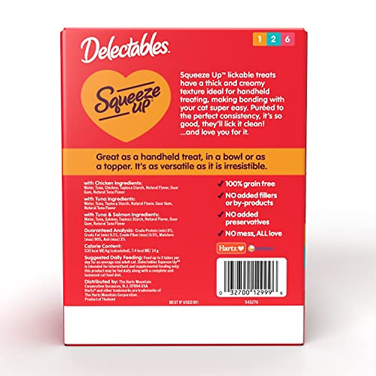 Delectables Squeeze Up Variety Pack, Creamy Squeezable Puree, Lickable Wet Cat Treats, Grain Free, No Added Fillers, No by-Products, No Added Preservatives, 0.5 Ounces Tube, 54 Tubes Total
