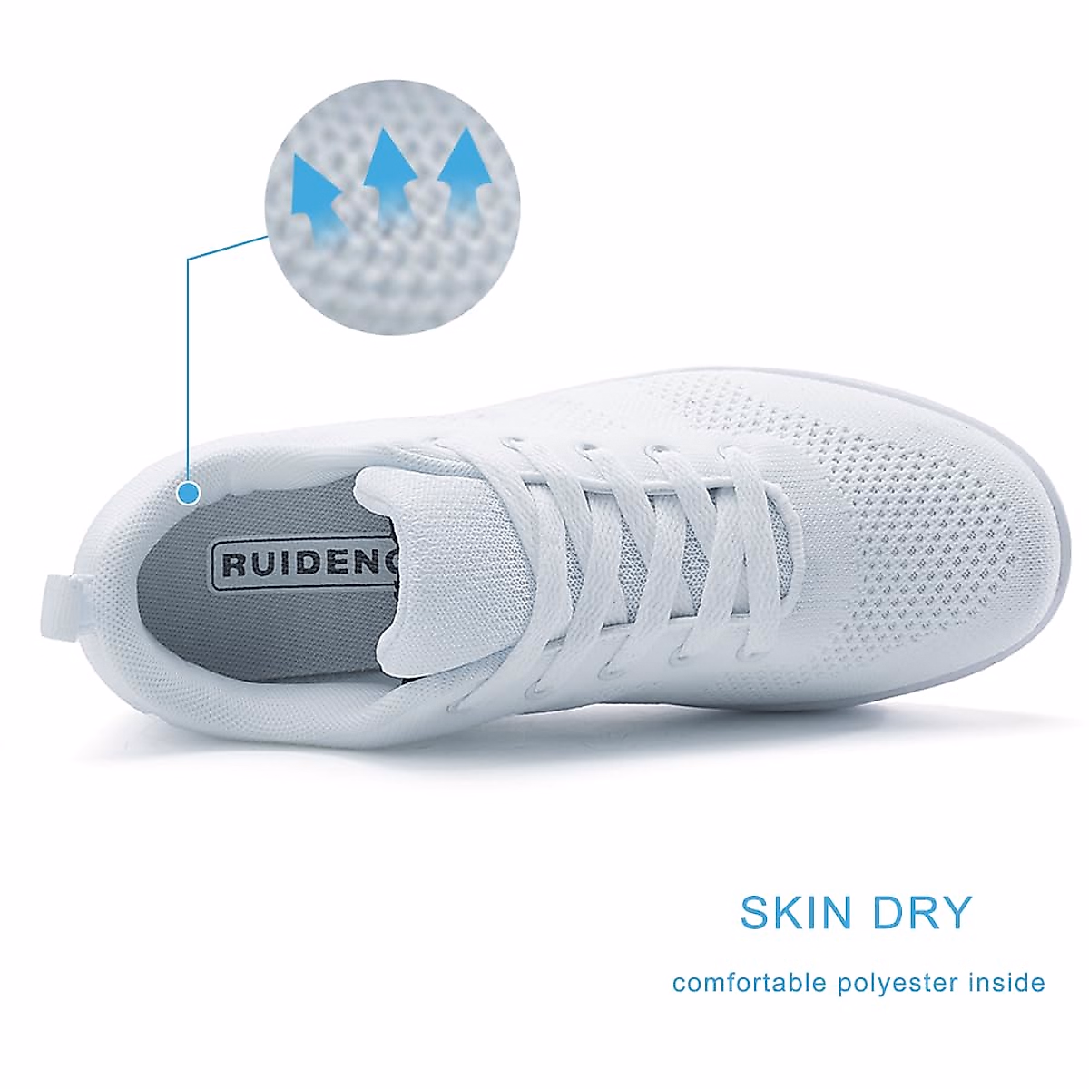 RUIDENG Rocker Bottom Shoes for Women Comfy | White Platform Sneakers Everyday Wear | 2 Inch Thick Sole with Air Cushion Size 6.5