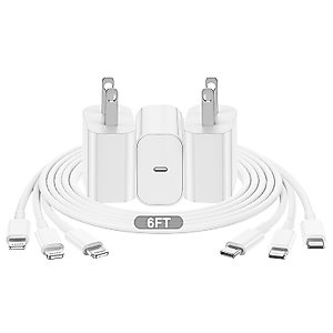 3 Pack QZIIW iPhone Charger,iPhone Fast Charger,[MFi Certified] iPhone Fast Adapter,USB C to Lightning Charging Cable 6 Feet,20W USB C Wall Charger with Compatible iPhone 14 13 12 11 Pro Max,iPad
