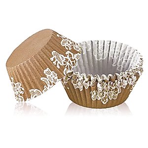 300 count Rustic Cupcake Liners Rustic Bridal Shower Lace Cupcake Wrappers Cupcake Liners for Baking Baby Shower Bridal Shower Birthday Party Themed Decorations