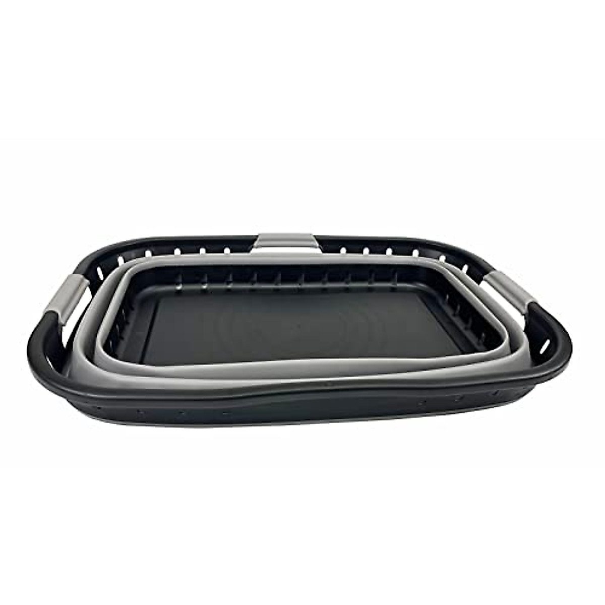 SAMMART 44L (11.6 gallon) Collapsible Plastic Laundry Basket-Foldable Pop Up Storage Container-Portable Washing Tub-Space Saving Hamper, Water Capacity: 35L (9.2 gallon) (Black/Alloy Grey)