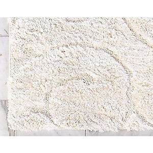 Rugs.com Botanical Shag Collection Rug – 5' x 8' Ivory Shag Rug Perfect for Living Rooms, Large Dining Rooms, Open Floorplans