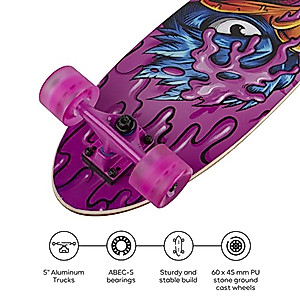Tony Hawk 31" Complete Cruiser Skateboard, 9-ply Maple Deck Skateboard for Cruising, Carving, Tricks and Downhill, Pink Hawk
