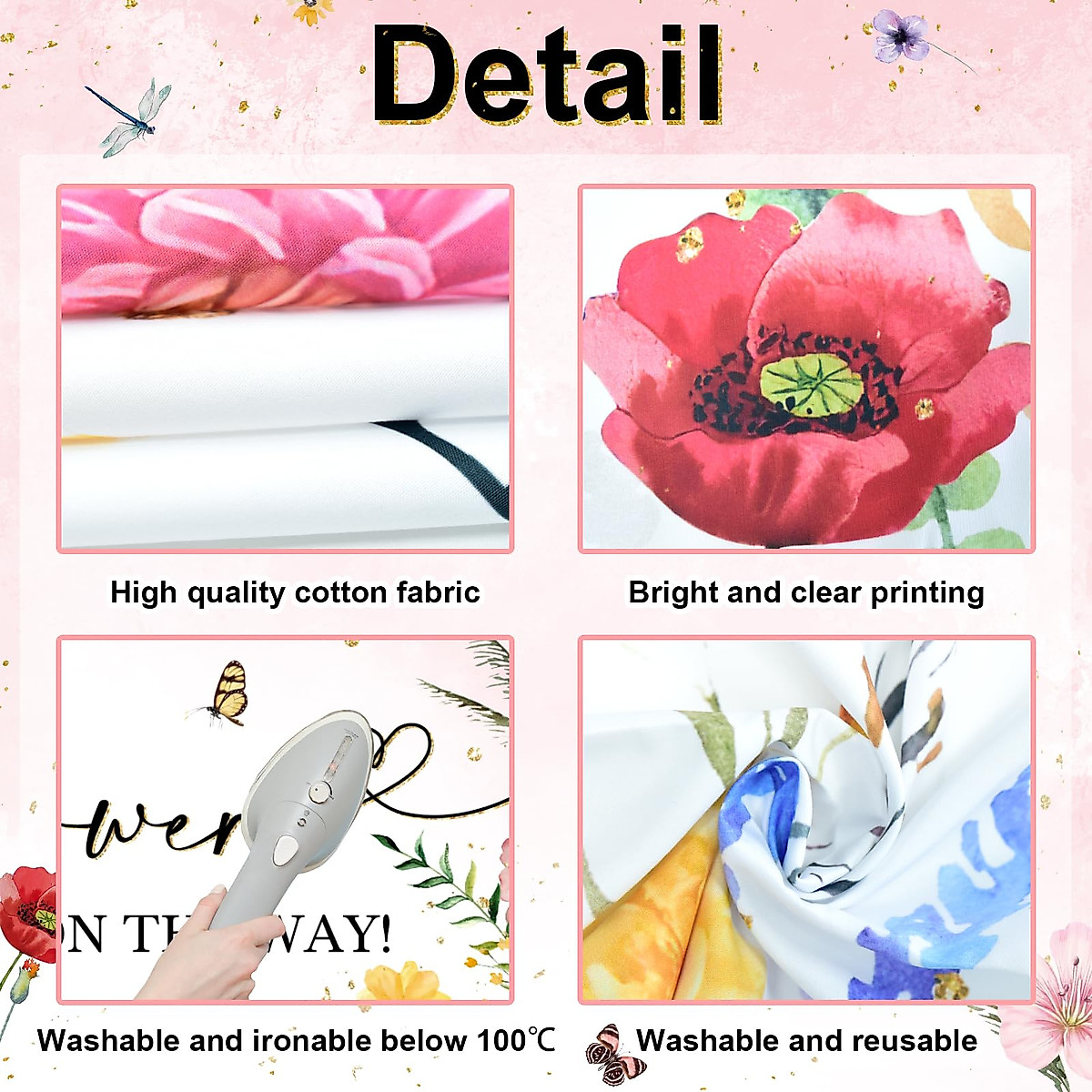 Avezano Wildflower Baby Shower Backdrop Watercolor A Little Wildflower is On The Way Baby Shower Party Decorations Wildflower Theme Girl Banner Photoshoot Props 7x5 ft, 83x59 inch