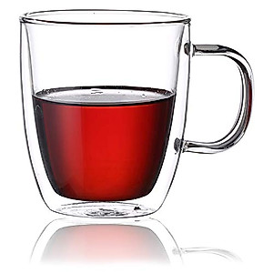 BTaT- Double Wall Glass Cups, Set of 4 (8 oz, 240 ml), Tea Cups, Glass Coffee Mugs, Cappuccino Cups, Latte Cups, Latte Mug, Clear Coffee Cup, Espresso Glass, Glass Tea Cups, Mother's Day Gift