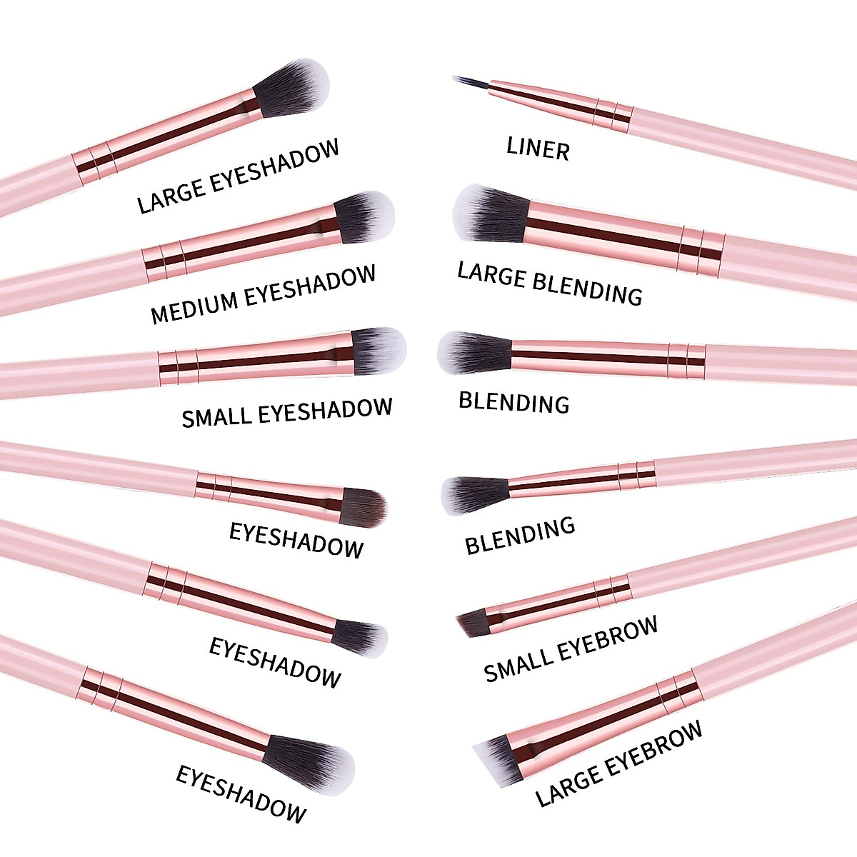 MSQ Eye Makeup Brushes Set with Soft Synthetic Hairs & Real Wood Handle for Eyeshadow, Eyebrow, Eyeliner, Blending (Pink), 12pcs