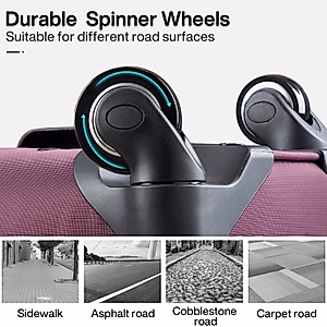 Hanke 28 Inch Luggage with Spinner Wheels Expandable Large Suitcase with Wheels Softside Check in Luggage Rolling Suitcase with Lock Lightweight Travel Luggage for Men and Women.(Purple)