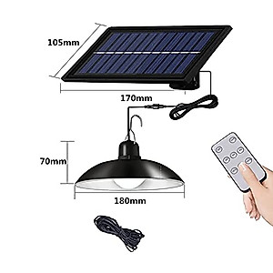 LAPUTA Outdoor Solar Light - Energy Saving ABS Waterproof Ceiling Lamp Remote Control 18 Hrs Lighting Single Double Head Solar Lamp for Home Garden Garage (Warm White Single-Head)