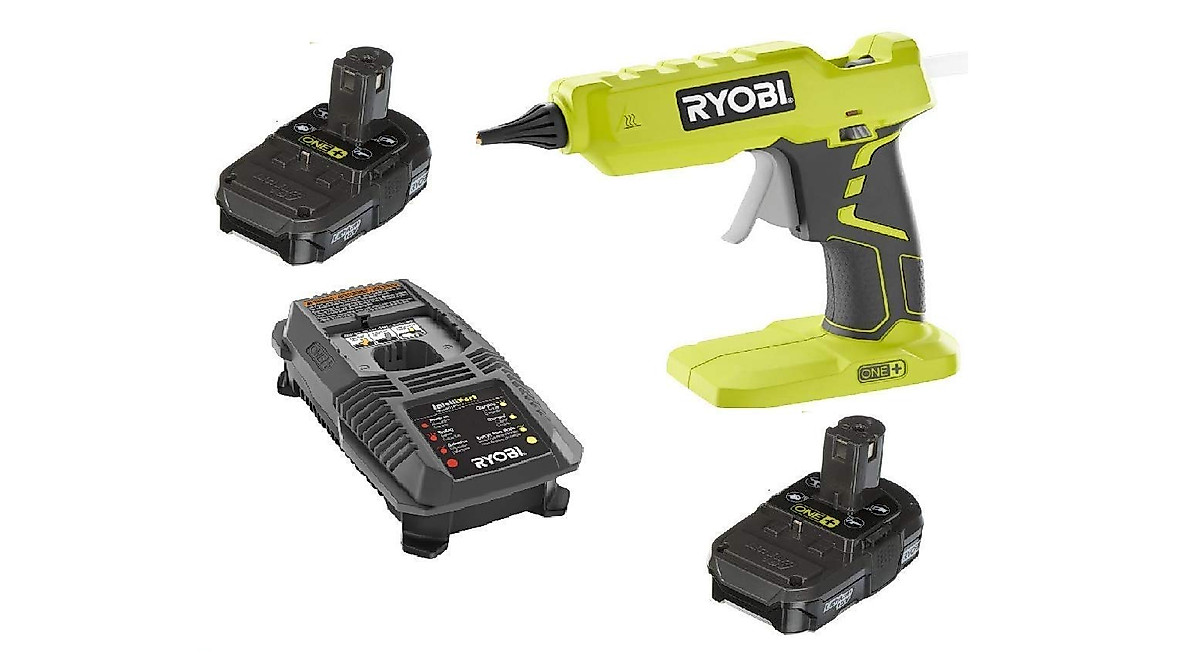 Ryobi One + 18Volt Lithium Ion Hot Glue Gun P305 + (2) Batteries P102 ...