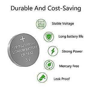 SKOANBE 12PCS 3V CR1632 Lithium Button Coin Cell 1632 Battery