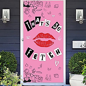 That’s So Fetch Hot Rose Pink Lip Happy Birthday Banner Background Burn Book Theme Decor for Bridal Shower Wedding Night Out Hen Movie Bachelorette Party Girls Woman Birthday Party Favors Decorations