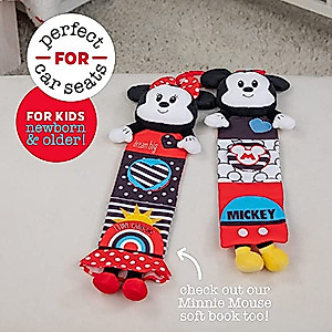 KIDS PREFERRED Disney Baby Mickey Roll Out Soft Book, Black and White High Contrast Crinkle Plush, Boys and Girls Ages 0+, Stroller On The Go (81257)