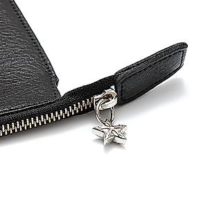 Luxurious Genuine Full-Grain Tanned Leather/Felt Sleeve for MacBook Air/Pro 13.3"M1/Pro 14.2"/iPad Pro 12.9"/Notebook. Handle with 6 Spring Snaps and Star-Charm Puller.- 1004 (One Size, Black)