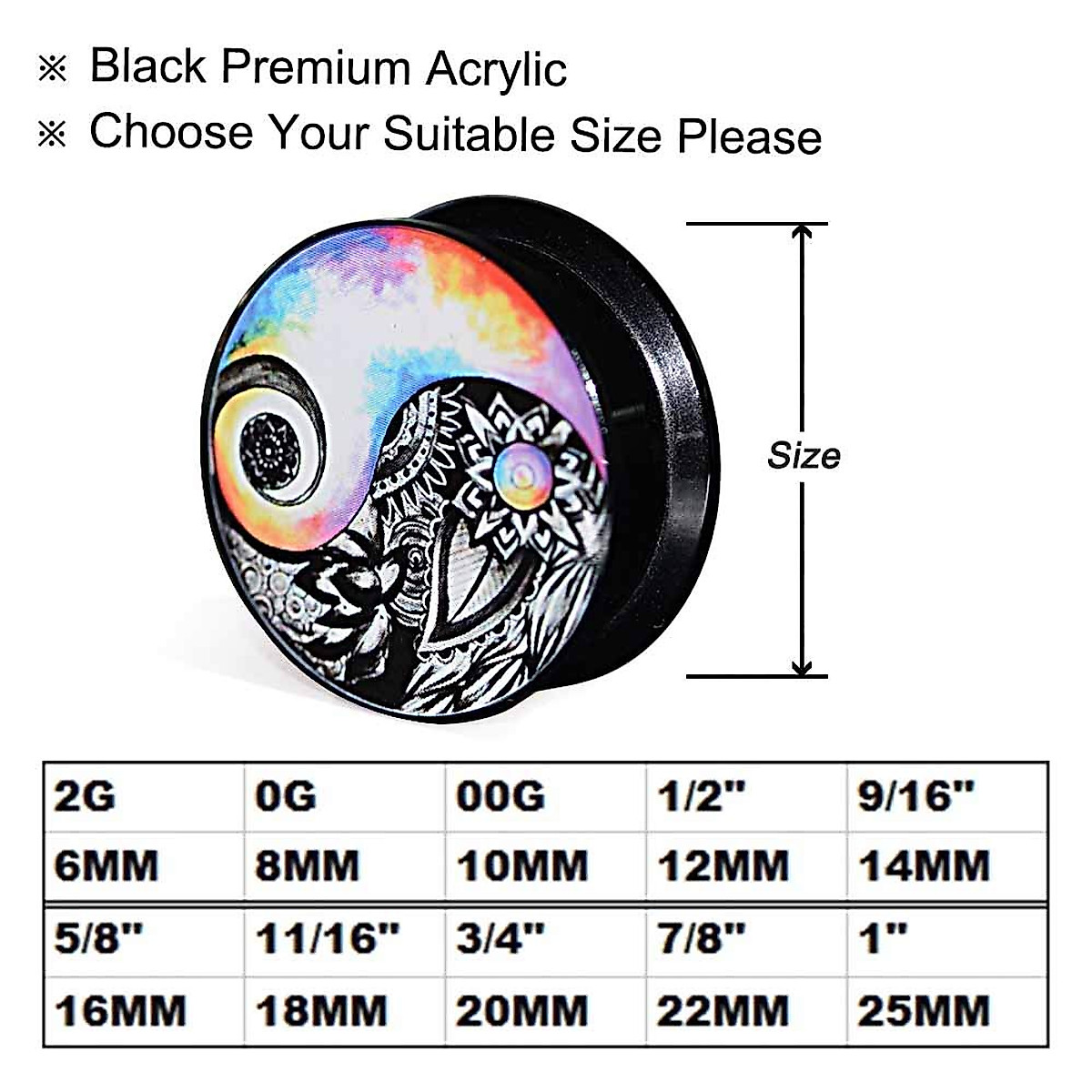 FLYUN Ear Gauges Plugs and Tunnels Ear Stretcher Expander 6mm-25mm Double Flared Screw Plug Piecing Jewelry (0G (8mm))