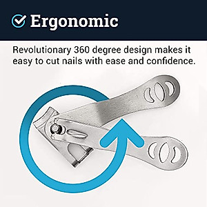 Clipper Genius Nail Clipper Set, 360 Degree Swivel Blade Nail Clippers for Men & Women, Designed to Trim with Precision, Lightweight Stainless Steel Fingernail & Toenail Trimmer, Compact Nail Cutter