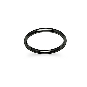 SILVERLINE JEWELRY High Polish 2mm Comfort Fit Wedding Band Ring Stainless Steel Black Tone Size 8