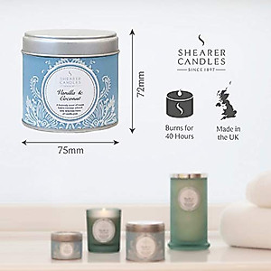 Shearer Candles Vanilla and Coconut Large Scented Silver Tin Candle - White