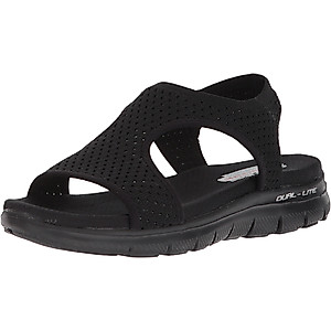 Skechers Cali Women's Flex Appeal 2.0-Deja Vu Sport Sandal,black/black,8 M US