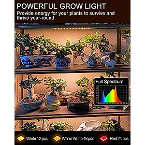 DOMMIA Grow Lights, Full Spectrum 12W(120W Equiv) Grow Light for Indoor Plants, 84 LEDs Sunlike Plant Grow Light with On/Off Switch for Seed Starting, Hydroponics, Succulents & More, Easy to Assemble