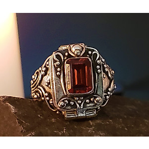 Sterling Silver Garnet Poison Box Locket Ring Size 8(Sizes 4,5,6,7,8,9,10)