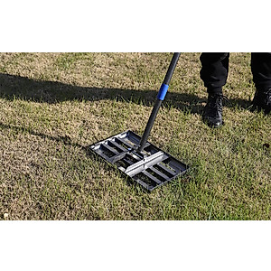 SANDEGOO Lawn Leveling Rake | Levelawn Tool | Level Soil or Dirt Ground Surfaces Easily | 18” x 10” Ground Plate | rakes for lawns Heavy Duty 72” Extra Long Handle | Extracted Iron Metal Black