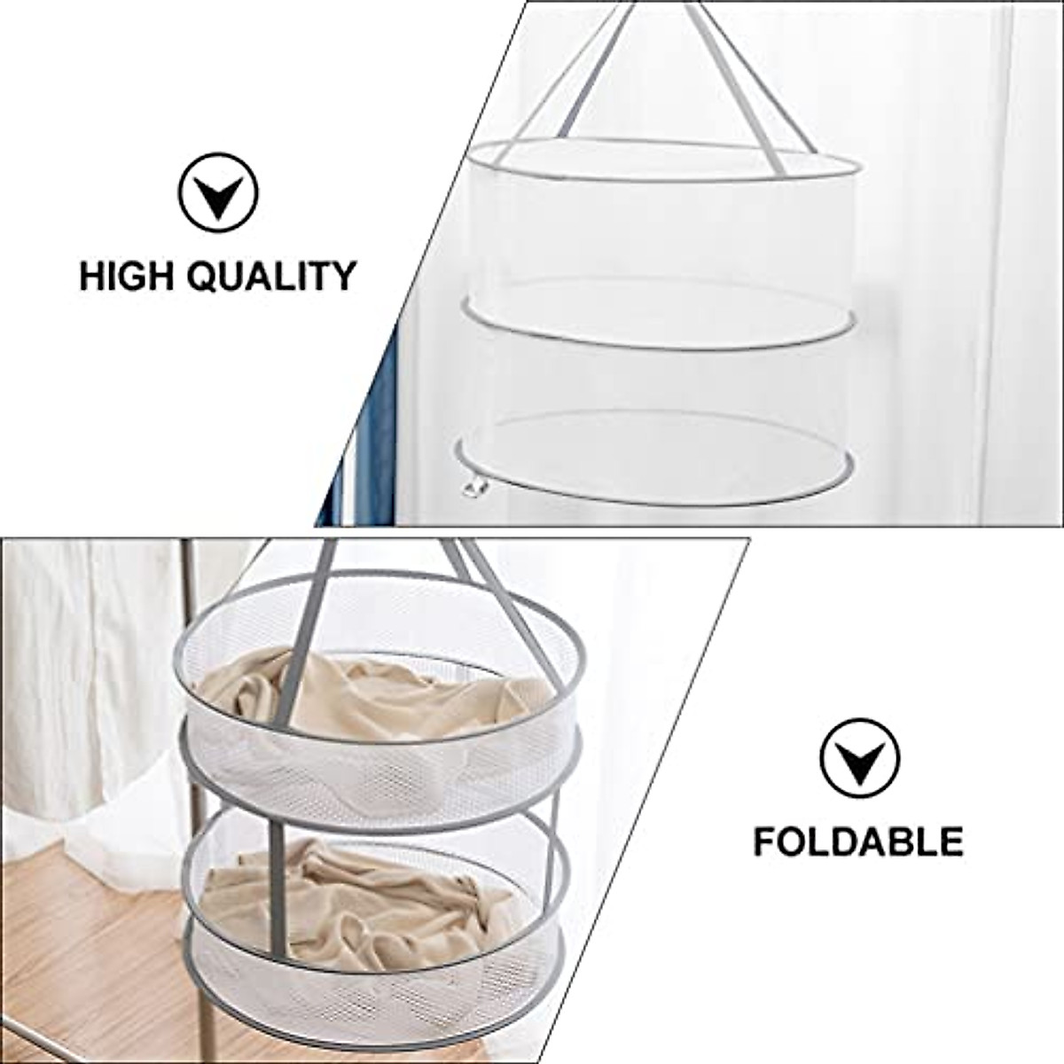 BESPORTBLE Collapsible Mesh Basket Dryer Net Hanging Mesh Organizer Basket Folding Hanging Dryer for Sweater Socks Towels Underwear Bras 61cm